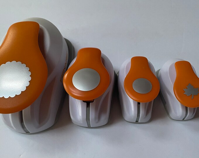 Destash - 4 Fiskars Paper Punches - 2 Circles, 1 Scalloped Circle and 1 ...