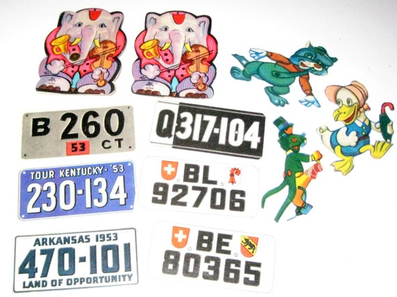 Vintage 1950s Cardboard Game Pieces License Plates | Etsy