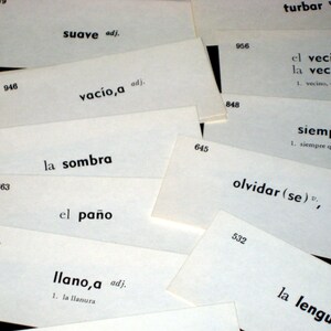 50 Vintage Spanish Vocabulary Cards - Flash Cards - for Altered Art ...