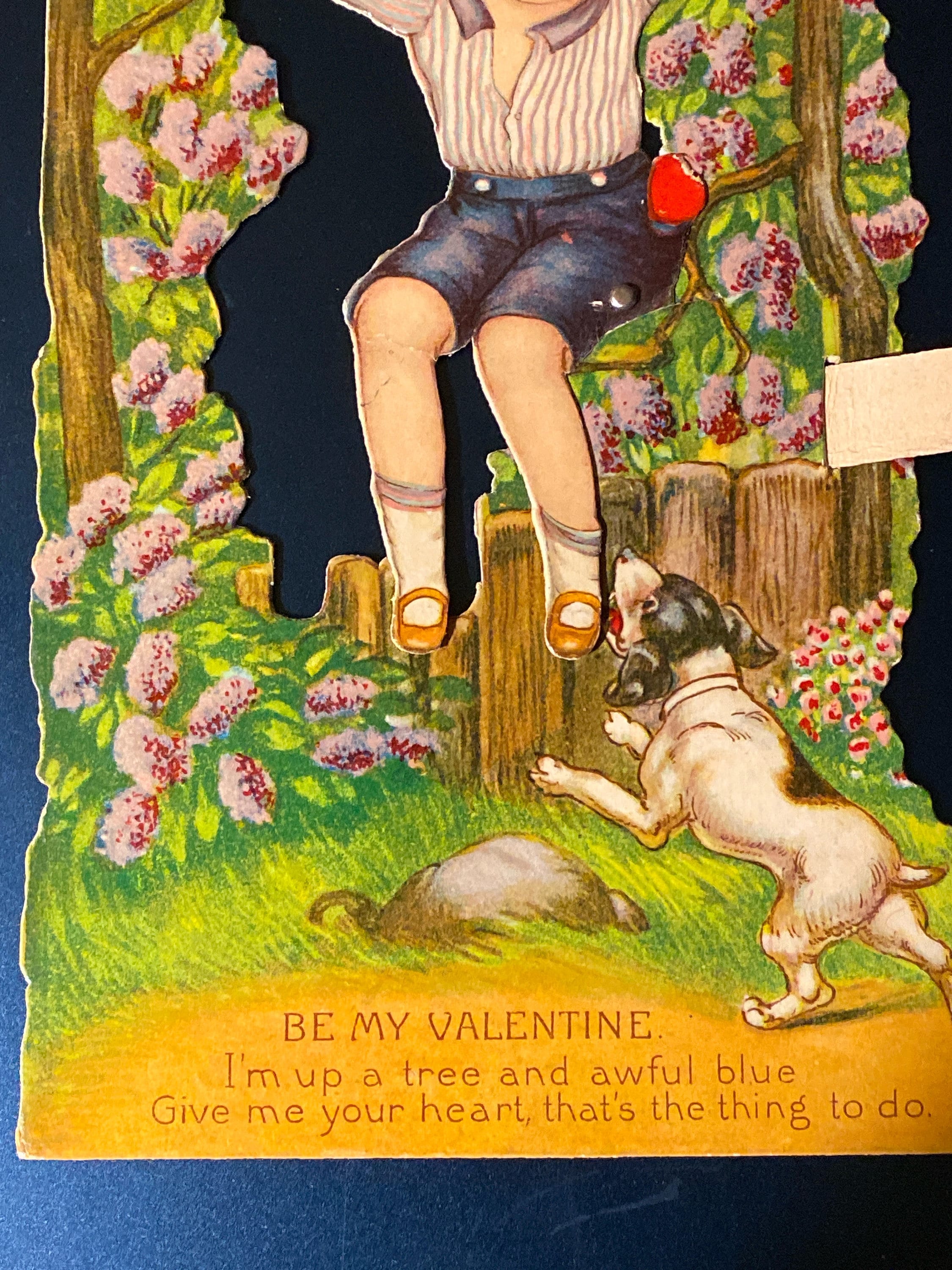 Antique (1920s) Large Die Cut Mechanical Valentine - Boy Falling From ...