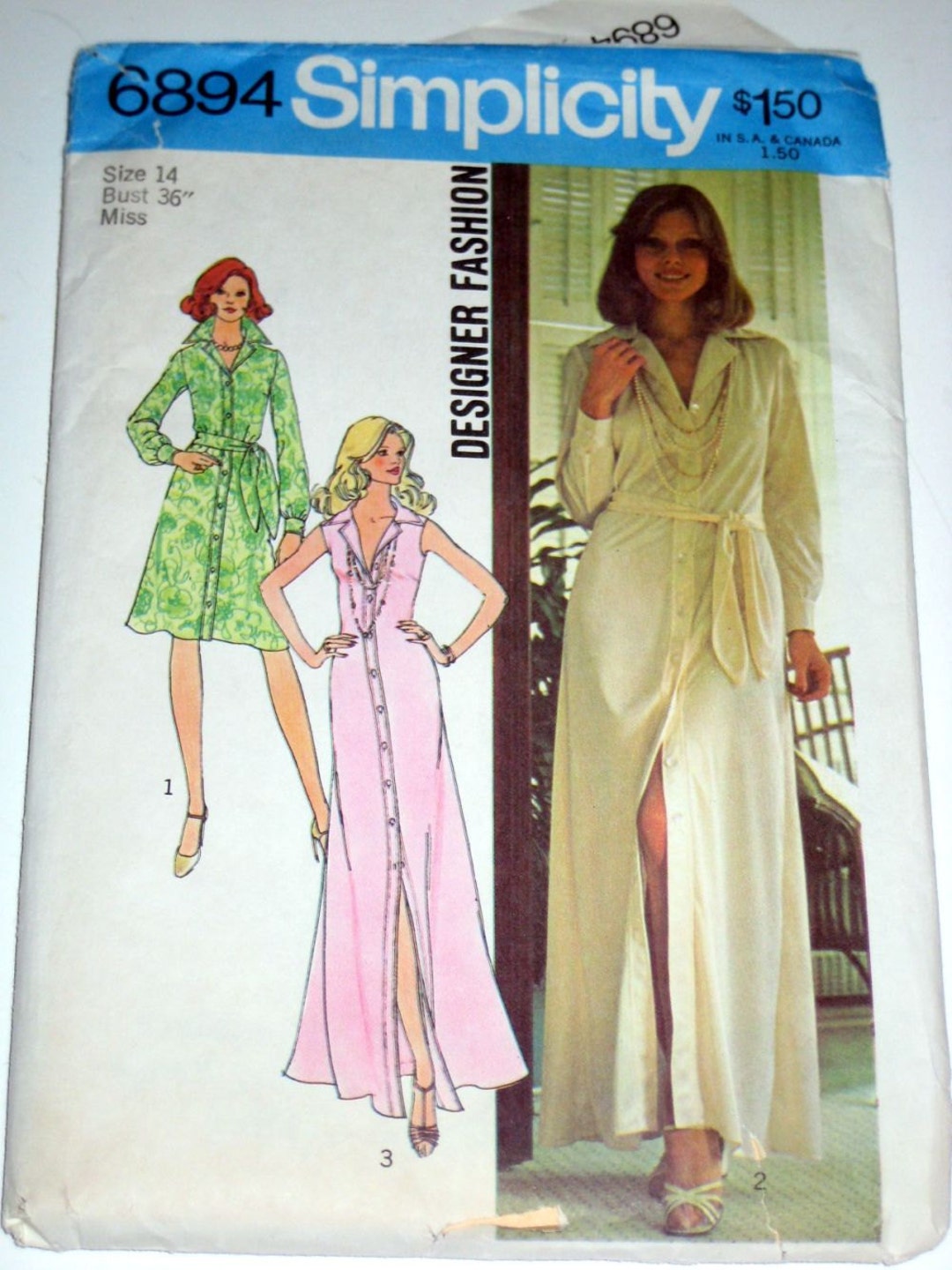 Vintage (1975) Simplicity Sewing Pattern - Shirtwaist Dress - for ...