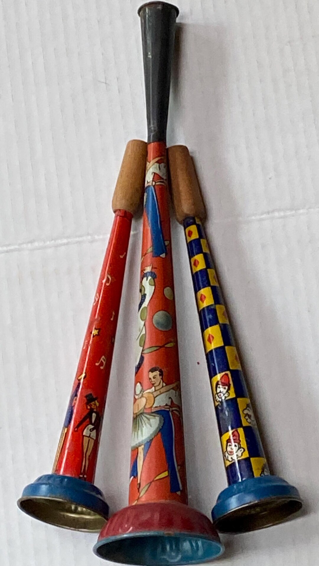 3 Vintage (40s-50s) Tin New Year or Halloween Parade Horns - One Marked ...