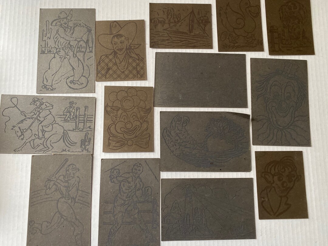 14 Vintage or Antique Tracing Stencils for Children- Cowboys, Animals ...