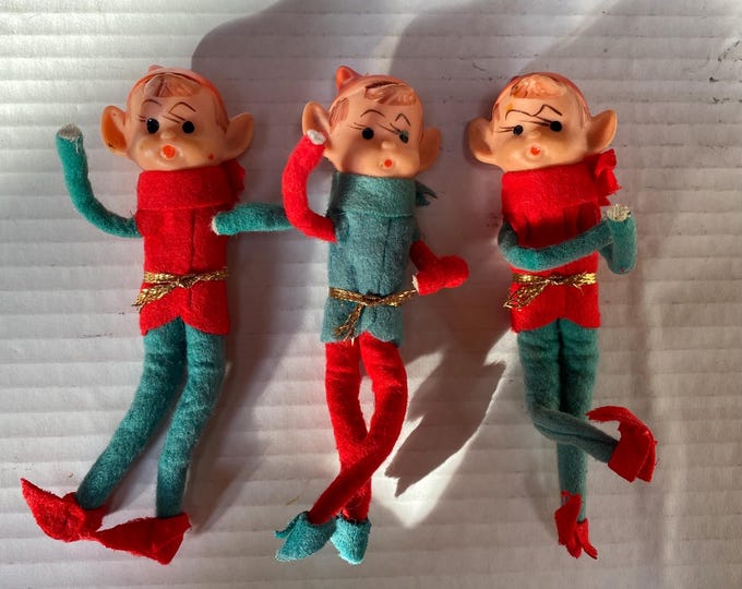 ONE (1950s) Small Poseable Elf for Tree, Wreath, Plant Etc - Etsy