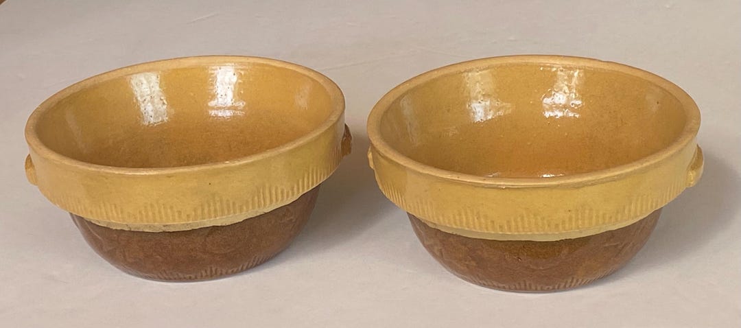 2 Smal Vintage Yellow Ware Bowls - Cook Rite Cookin Ware Economy Health ...