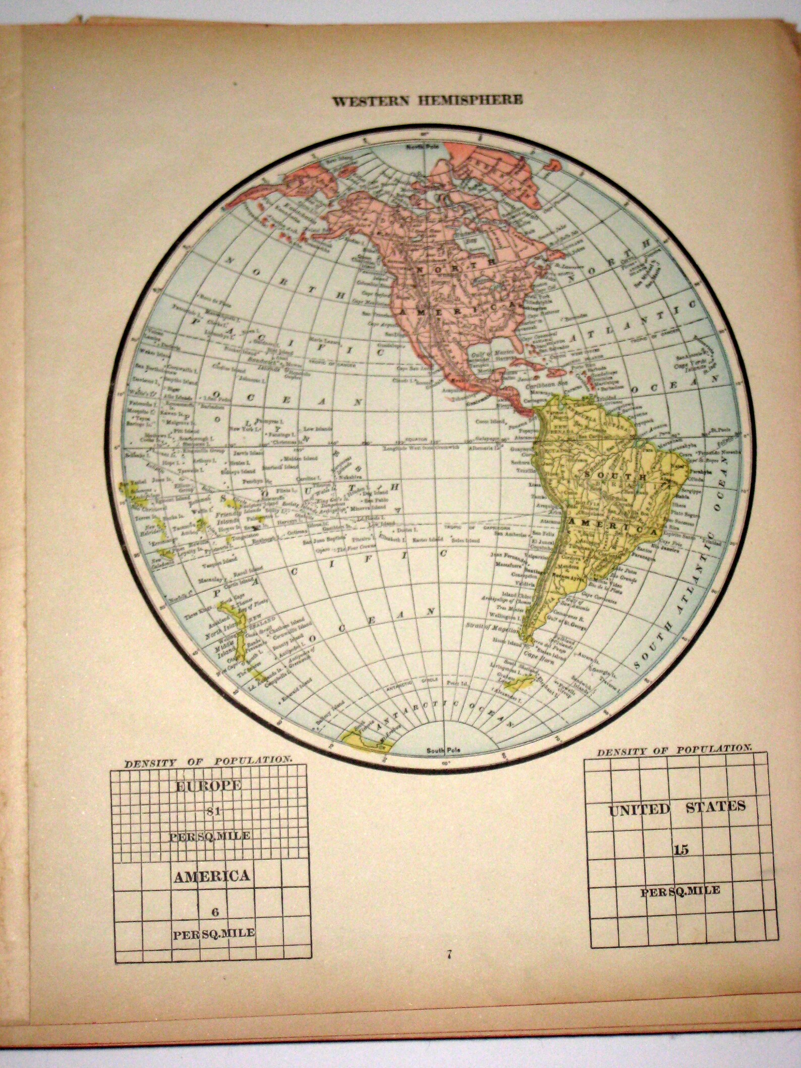 Antique Map From 1891 New Popular Atlas of the World - the World or ...