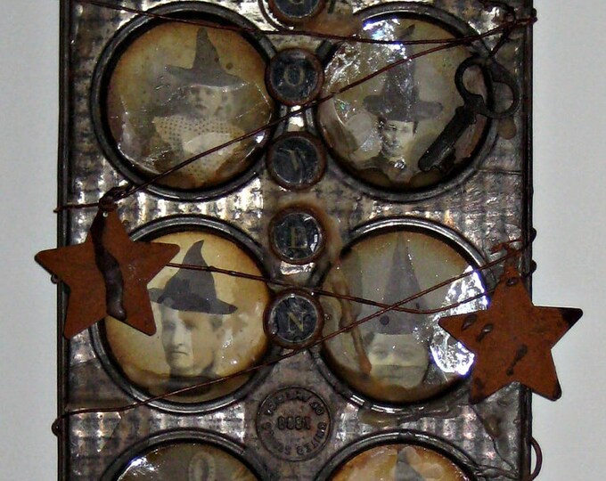 Altered Art - Vintage Muffin Tin - Halloween - Coven - Kitchen Witches ...