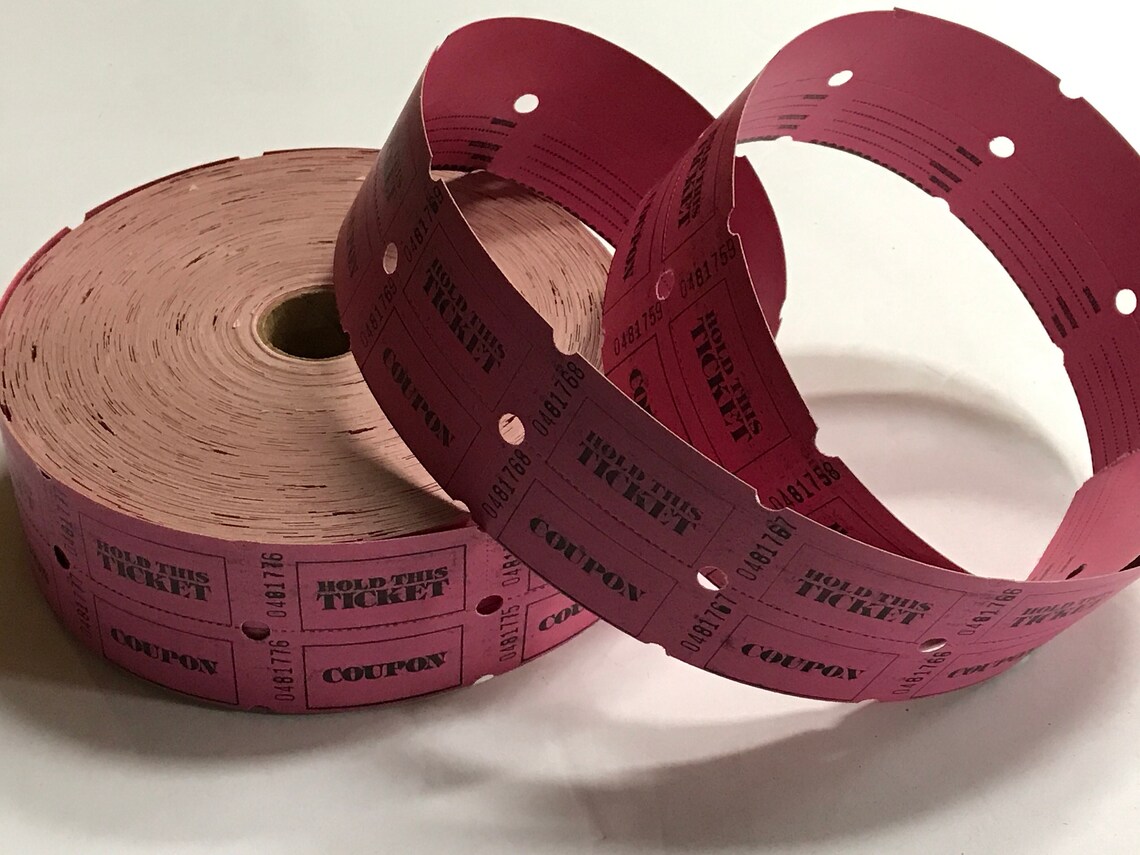 50 Vintage Bright Pink Raffle Tickets | Etsy