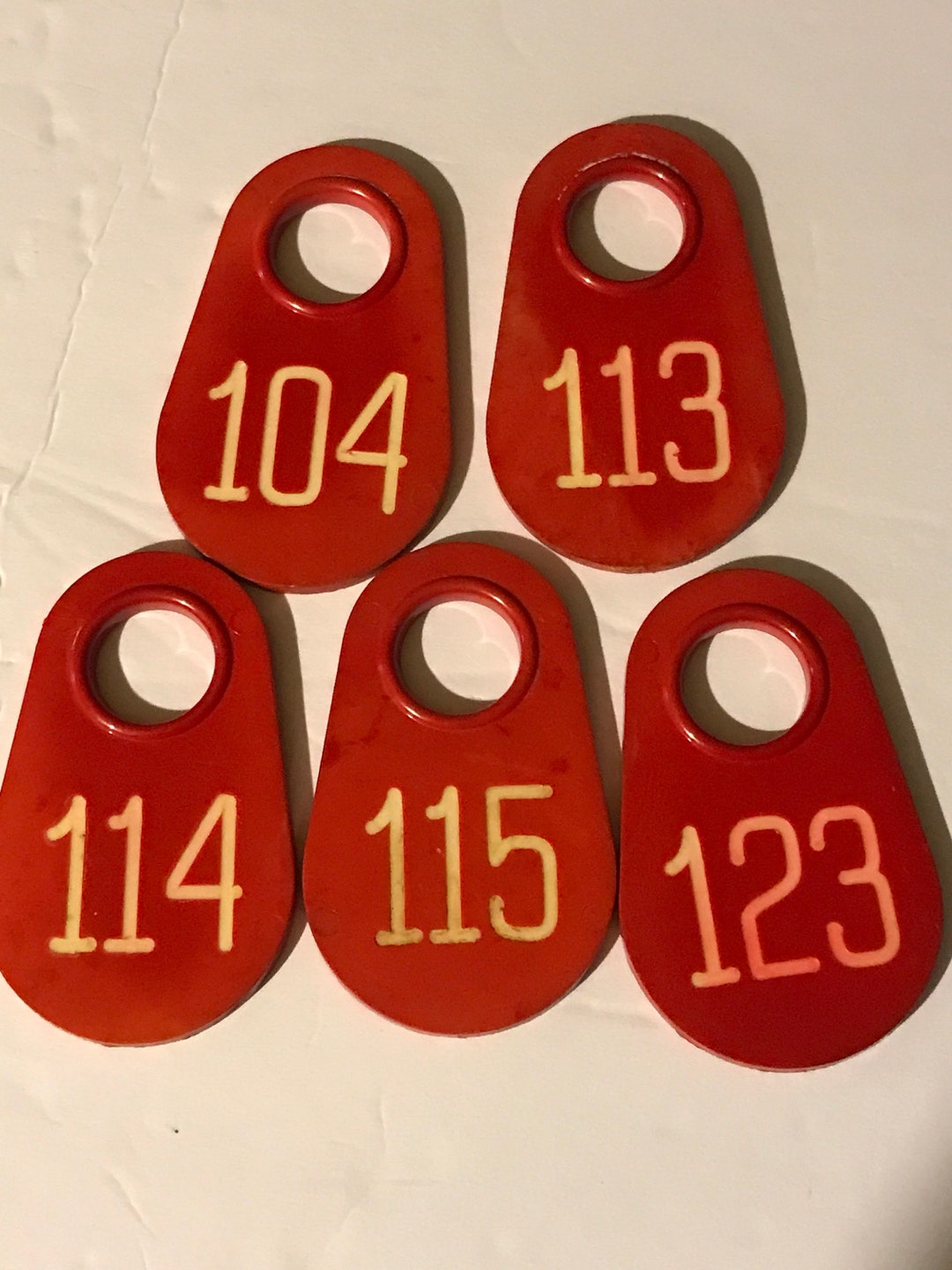 Vintage Red and White Plastic Cattle or Cow Tag for Repurposing - Etsy