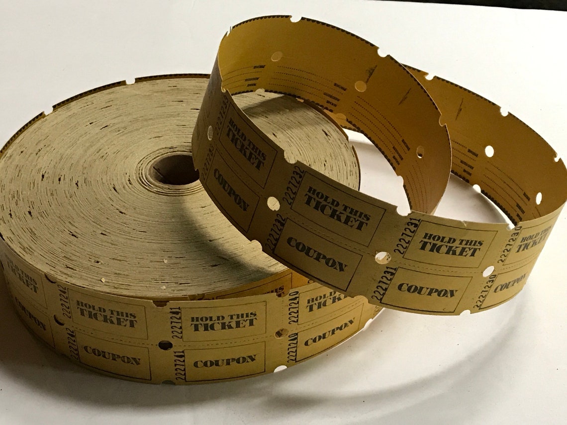 50 Vintage Yellow Double Raffle Tickets | Etsy