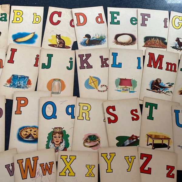 Vintage Alphabet Flash Cards - Etsy