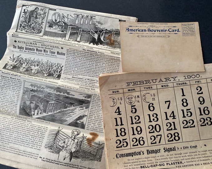 Antique (1896 - 1900) Ephemera- 11 Calendar Pages From 1900, on the ...