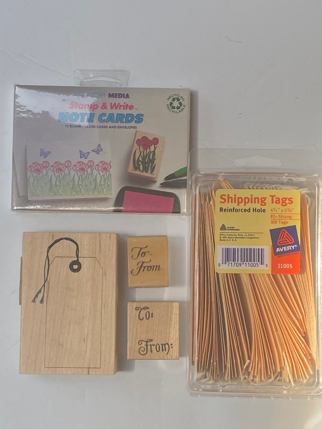 Stamps, Note Cards and Shipping Labels to Make Gift Tags Includes ...