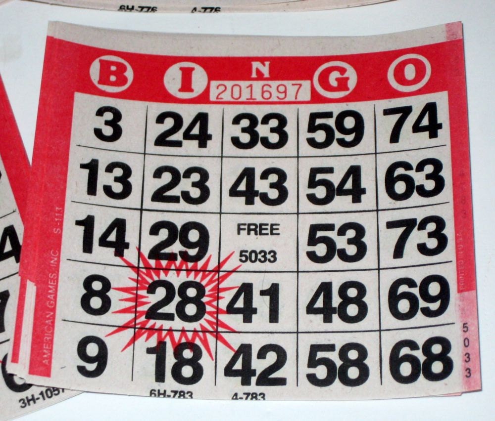 50 Red and White Paper Bingo Cards for Paper Crafting, Scrapbooking ...