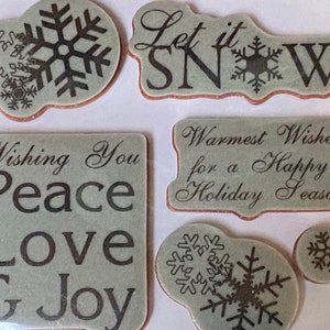 Christmas and Winter Themed Stamps - 5 Rubber Wood Block Stamps and 1 ...