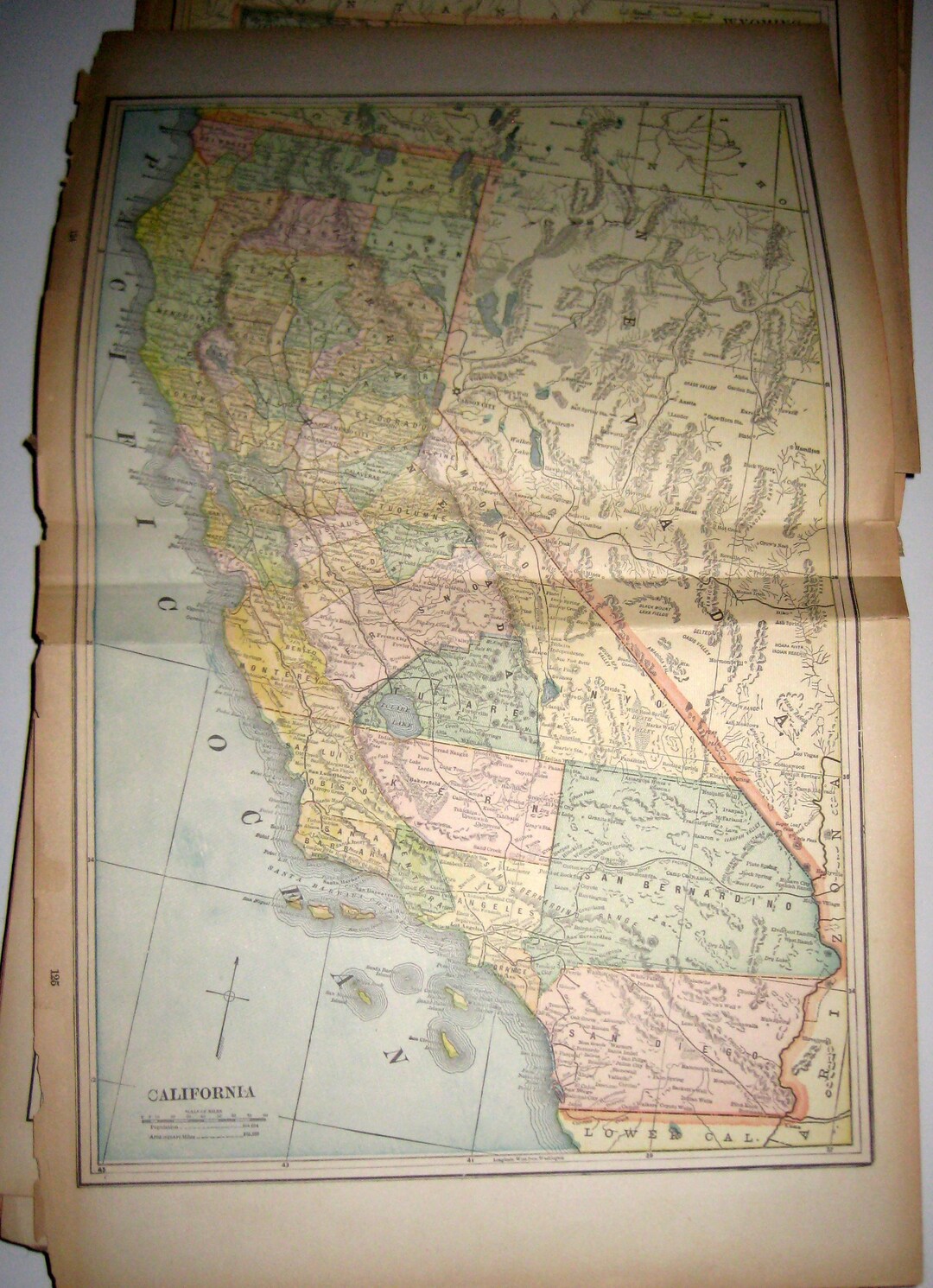 Antique Map From 1891 New Popular Atlas of the World - California or ...