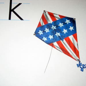 Vintage (1960s) Large Alphabet Classroom Flash Card - K - Kite - Etsy