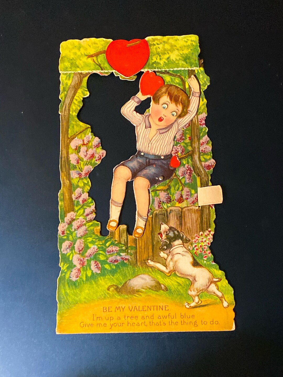 Antique (1920s) Large Die Cut Mechanical Valentine - Boy Falling From ...