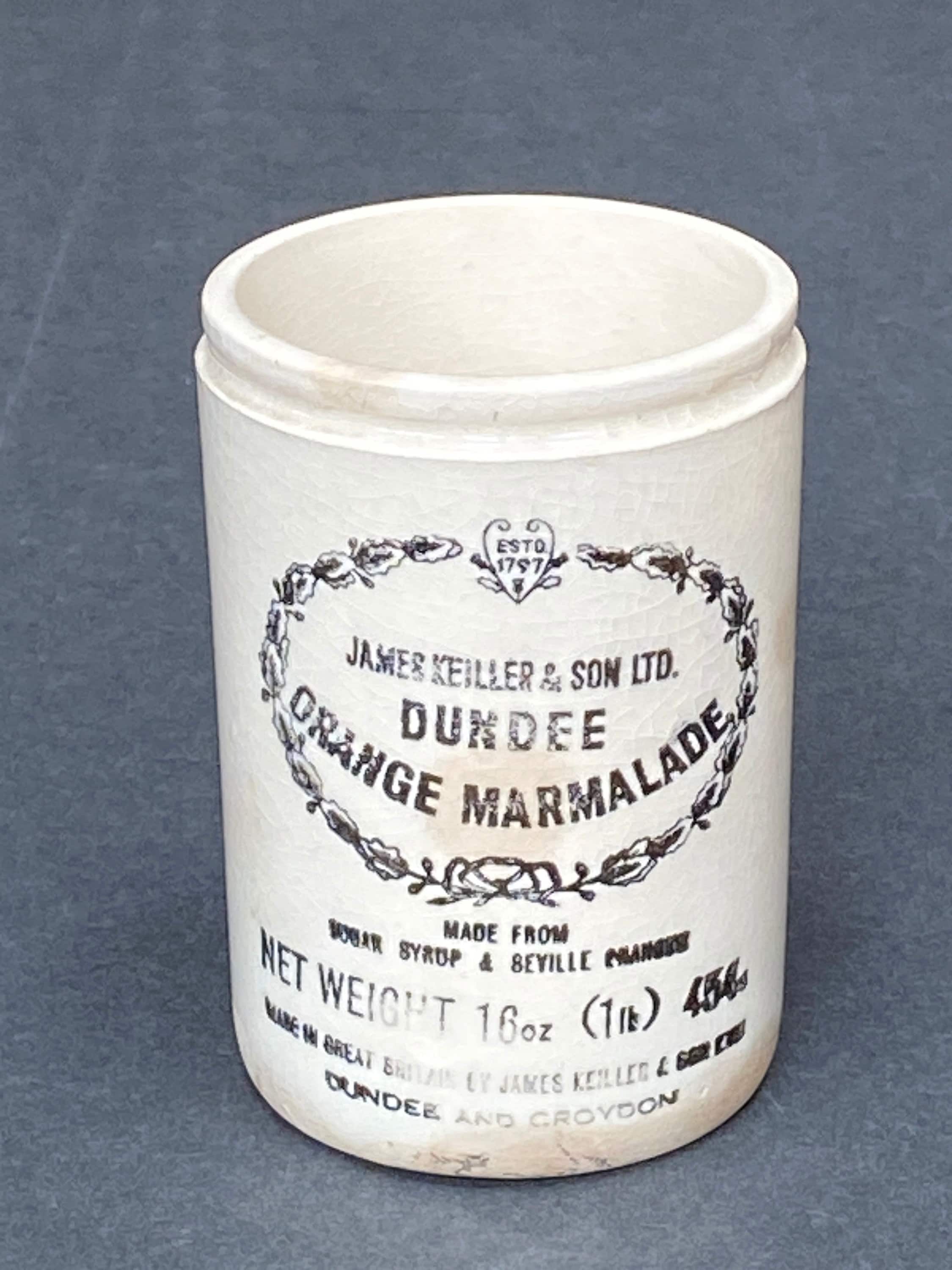 Antique Stoneware James Keiller & Son Dundee 1 Lb. Orange Marmalade Jar ...