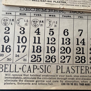 Antique (1896 - 1900) Ephemera- 11 Calendar Pages From 1900, on the ...