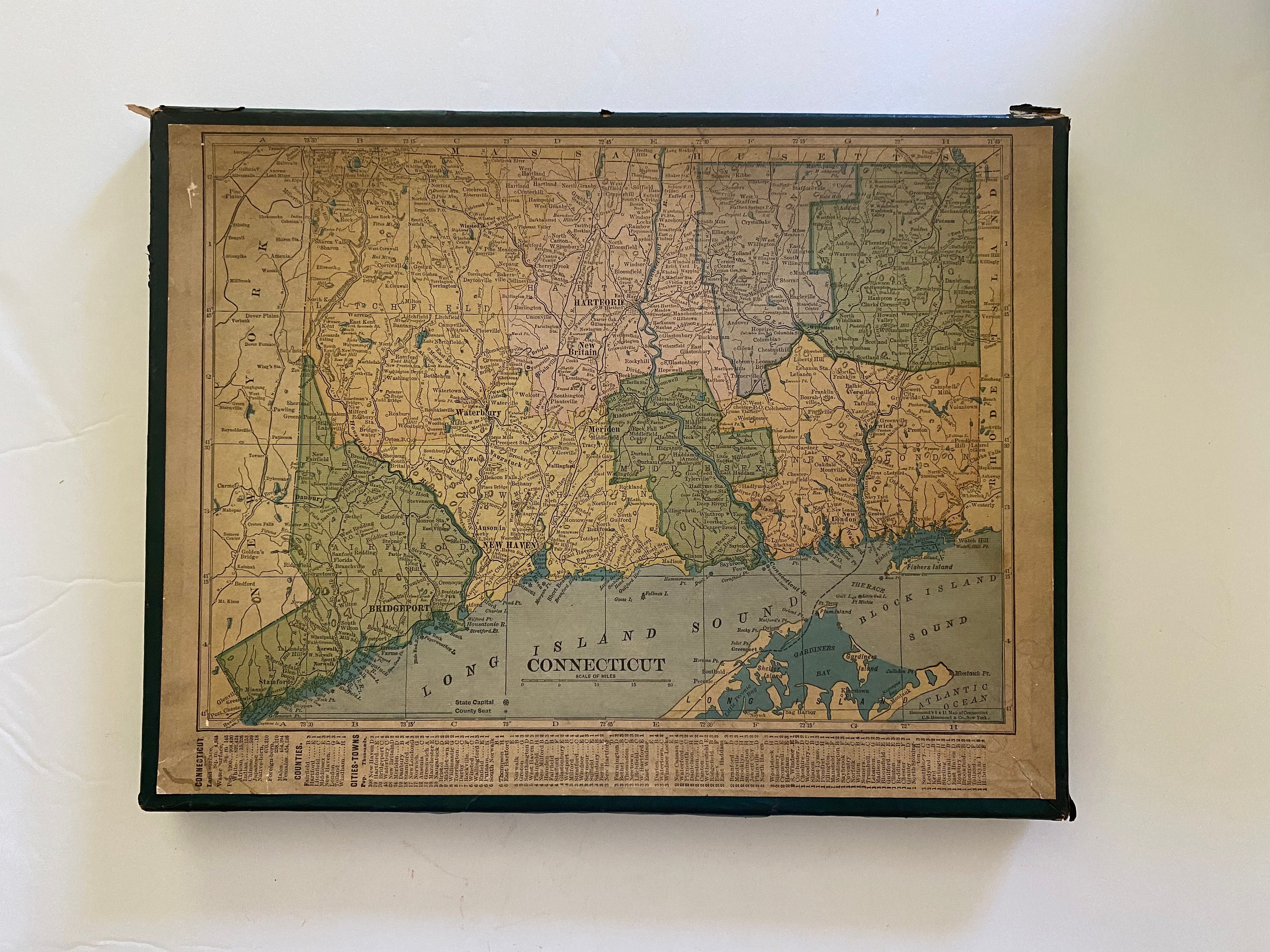 Antique (early 1900s) Jigsaw Puzzle - Map of Connecticut - Etsy