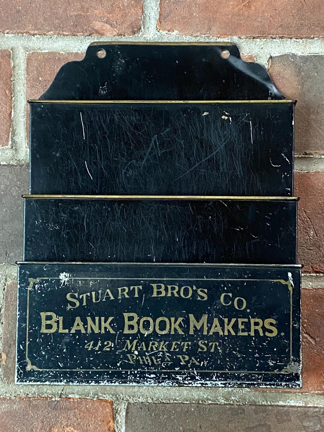 Antique (1800s) Metal Wall Letter Holder With Advertising - Stuart Bro ...