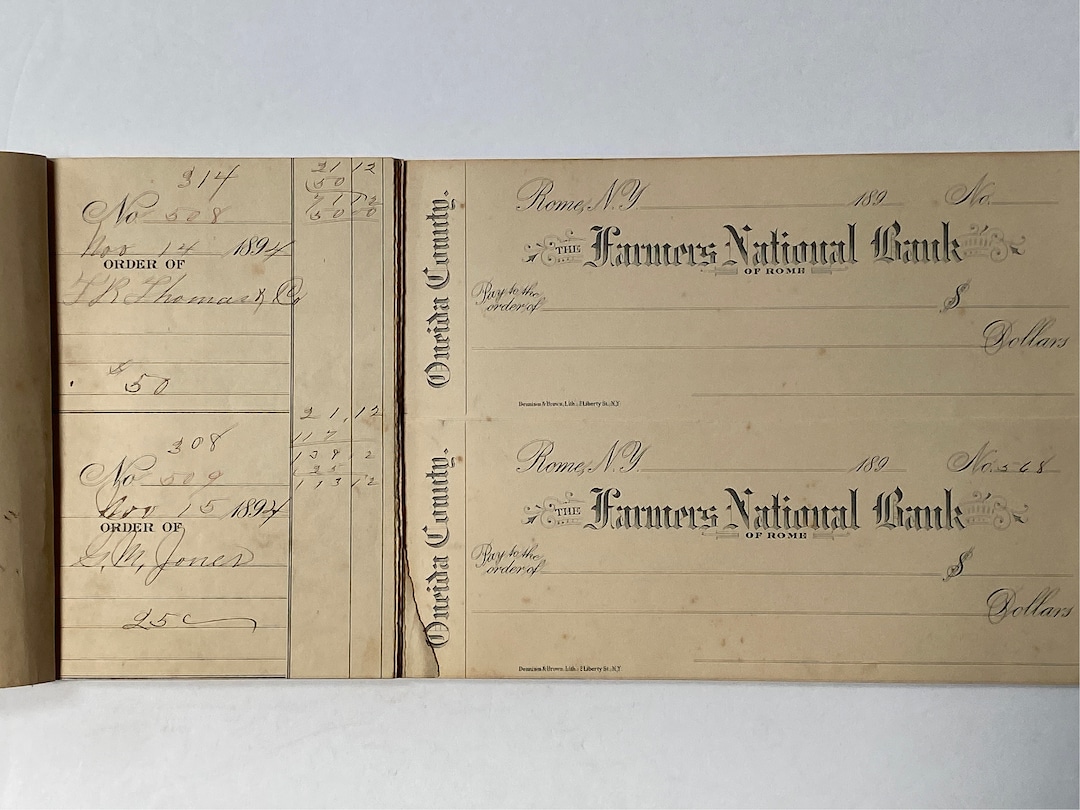 Antique (1890s) Large Personal or Business Bank Check Book and Register ...