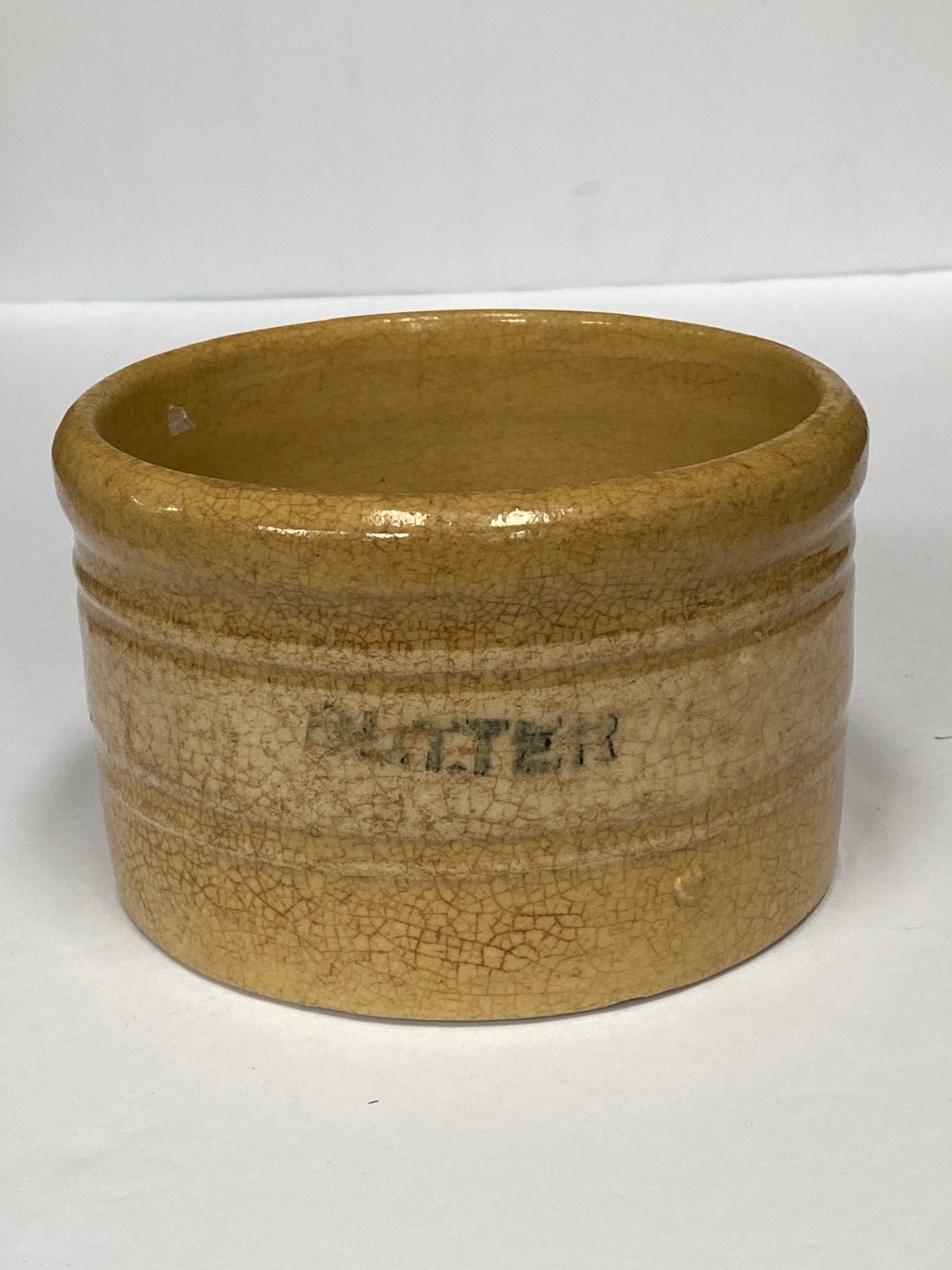 Antique Yellow Ware Dandy Line Butter Crock by Brush Mccoy of ...