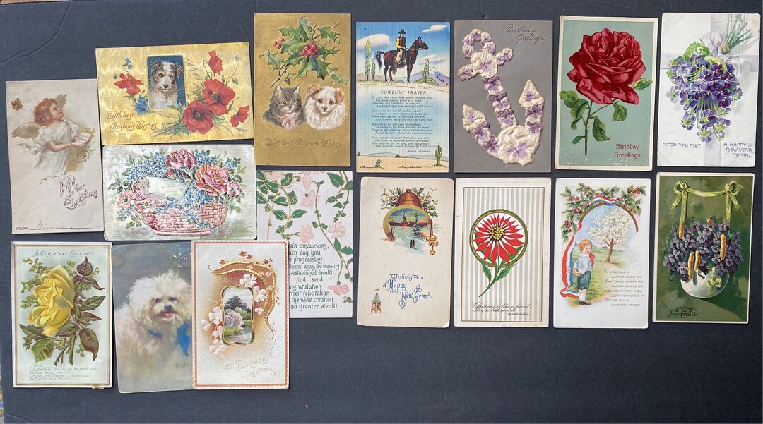 16 Antique Postcards - Various Themes and Holidays - for Collecting ...