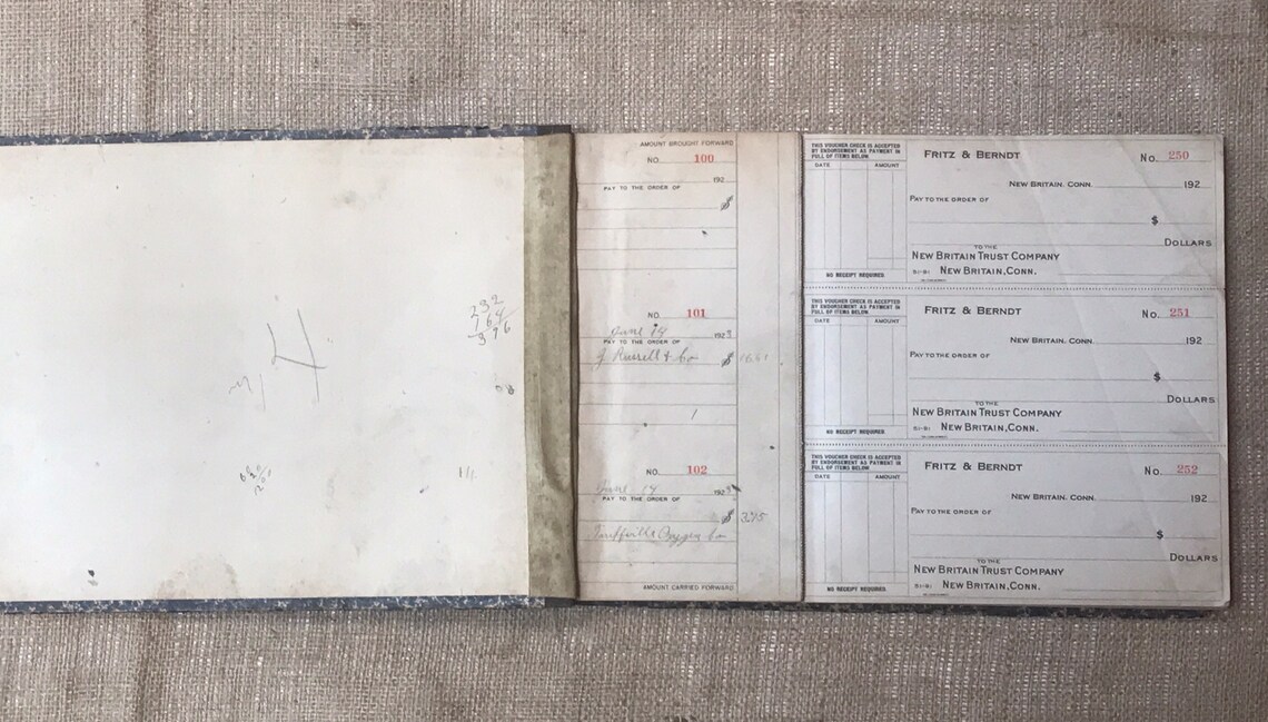 Antique (1920s) Large Company or Business Bank Check Book and Register ...