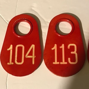 Vintage Red and White Plastic Cattle or Cow Tag for Repurposing - Etsy