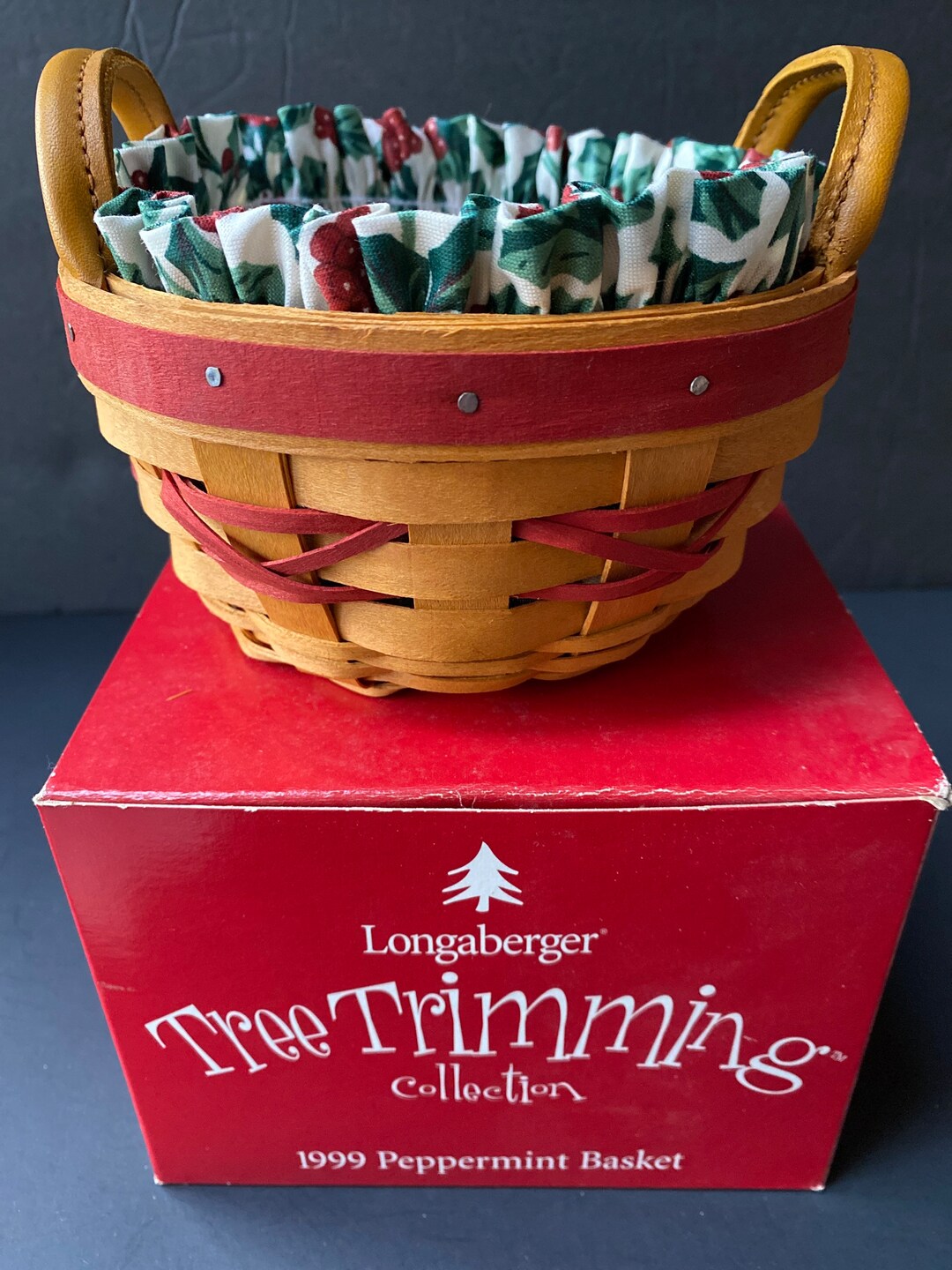 Vintage (1999) Longaberger Tree Trimming Collection - Peppermint Basket ...