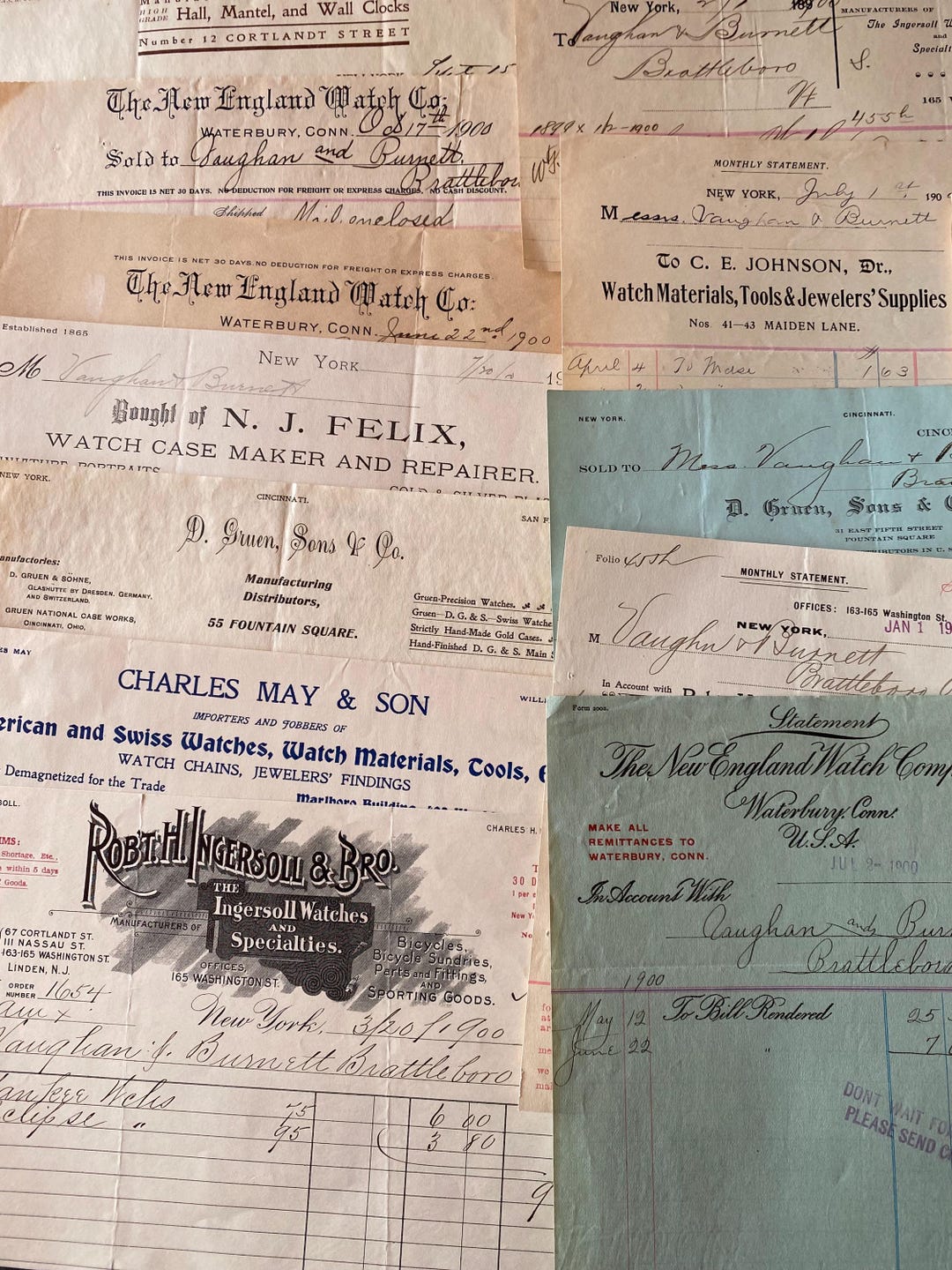 Antique 1899 1906 Ephemera 13 Invoices Receipts Letterheads ...