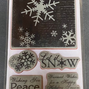 Christmas and Winter Themed Stamps - 5 Rubber Wood Block Stamps and 1 ...