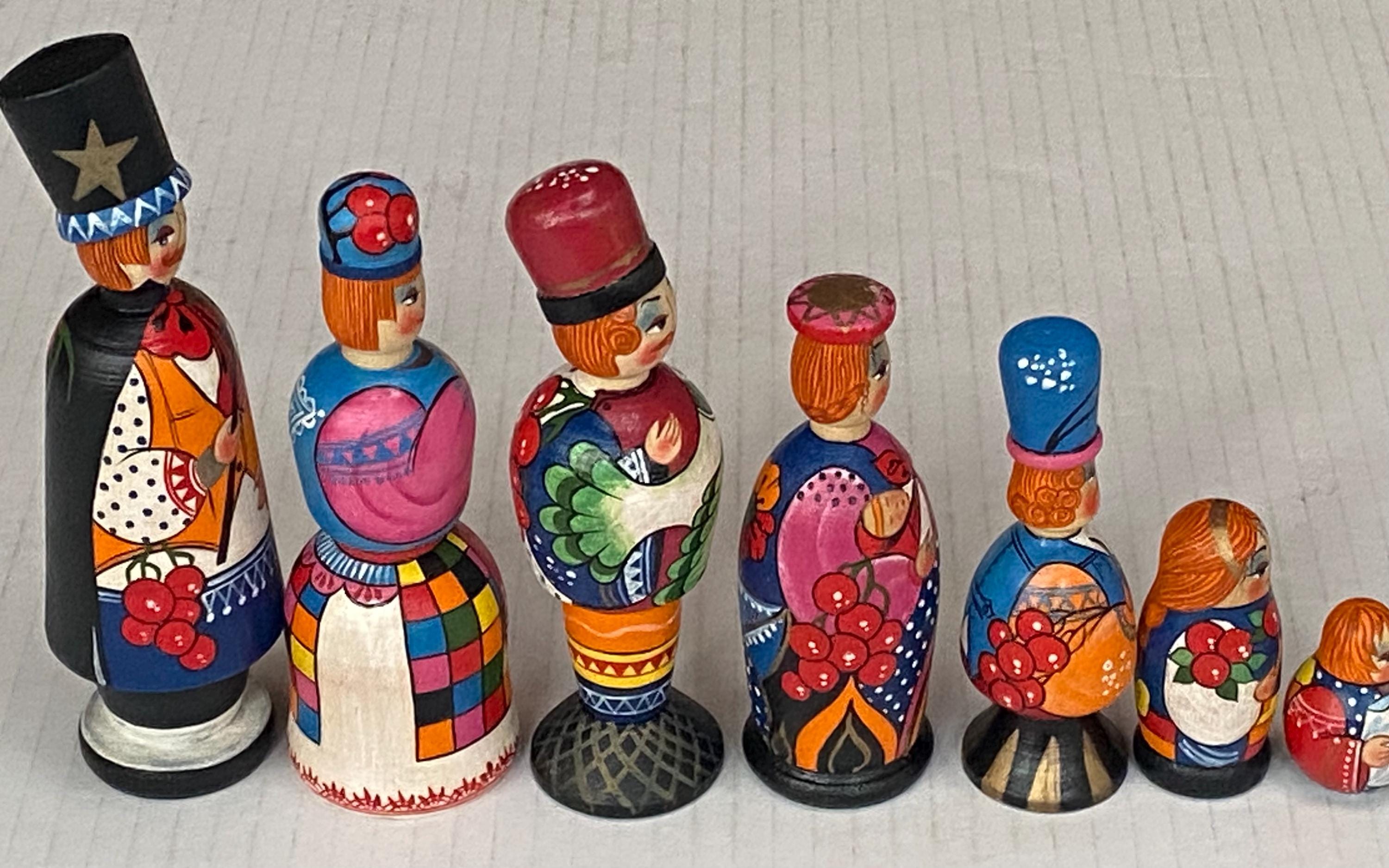Vintage Hand Painted Folk Art Dolls Inside Large Matryoshka Doll ...