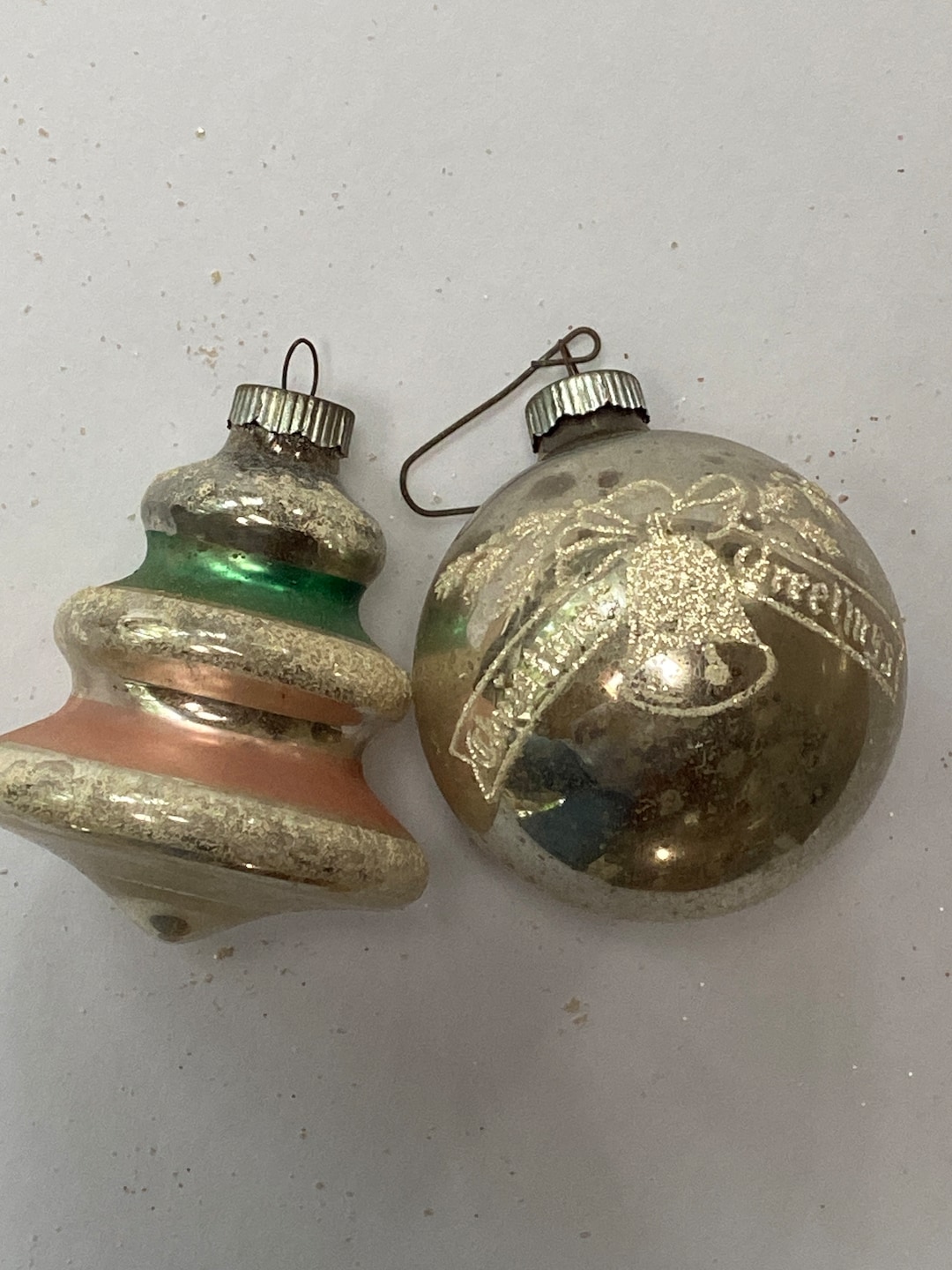2 Vintage (40s -50s) Shiny Brite Mercury Glass Christmas Tree Ornaments ...