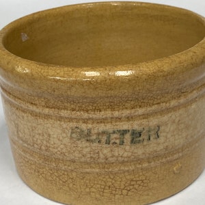Antique Yellow Ware Dandy Line Butter Crock by Brush Mccoy of ...
