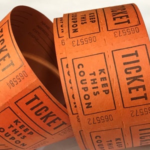 50 Vintage Orange Double Raffle Tickets - Etsy