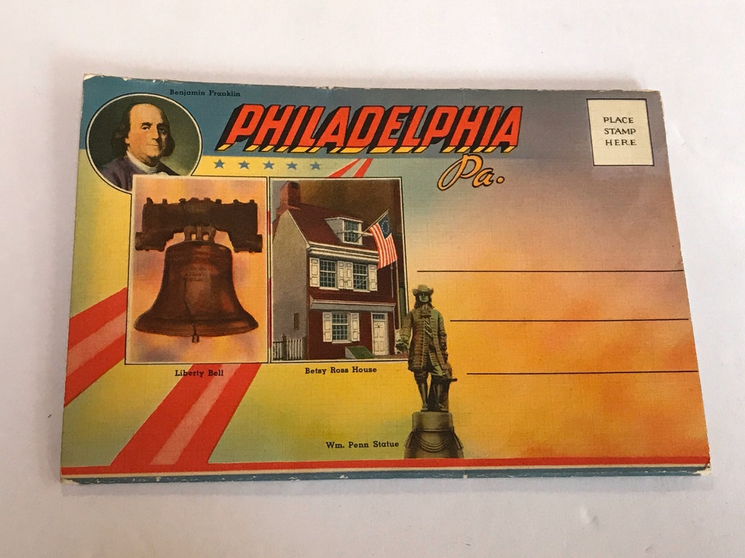 Vintage 1940s Souvenir Postcard Folder Booklet - Philadelphia, PA - Etsy