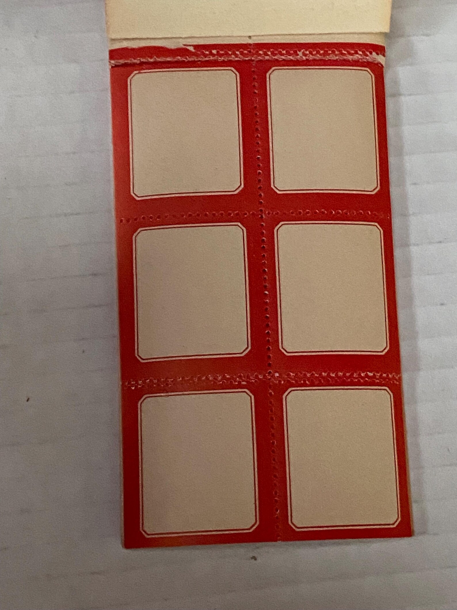 Vintage Partial Booklet of Red and White Gummed Labels -perforated ...