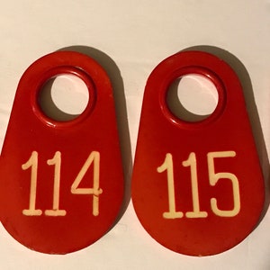 Vintage Red and White Plastic Cattle or Cow Tag for Repurposing - Etsy