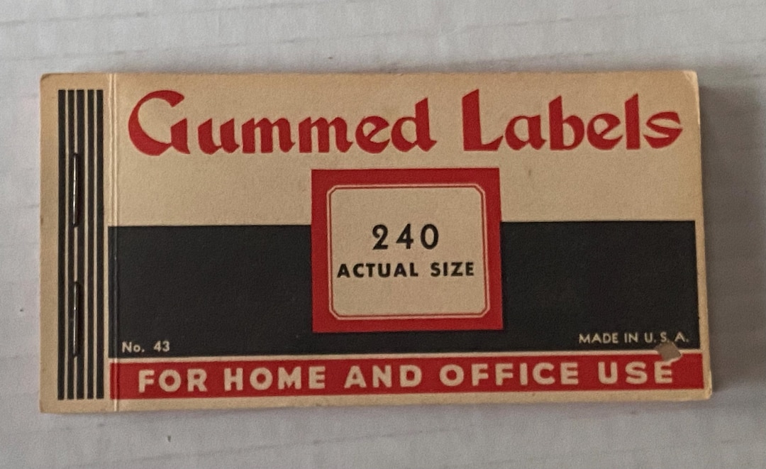 Vintage Partial Booklet of Red and White Gummed Labels -perforated ...