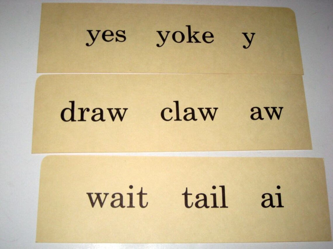 3 Vintage (1960) Flash Cards - Yoke, Claw, Tail - Group Size Phonics ...
