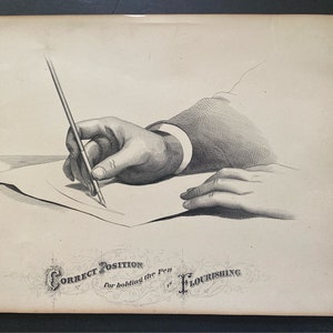 Antique (late 1800s) Framed and Signed Fancy Penmanship Drawing ...