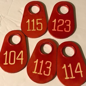 Vintage Red and White Plastic Cattle or Cow Tag for Repurposing - Etsy