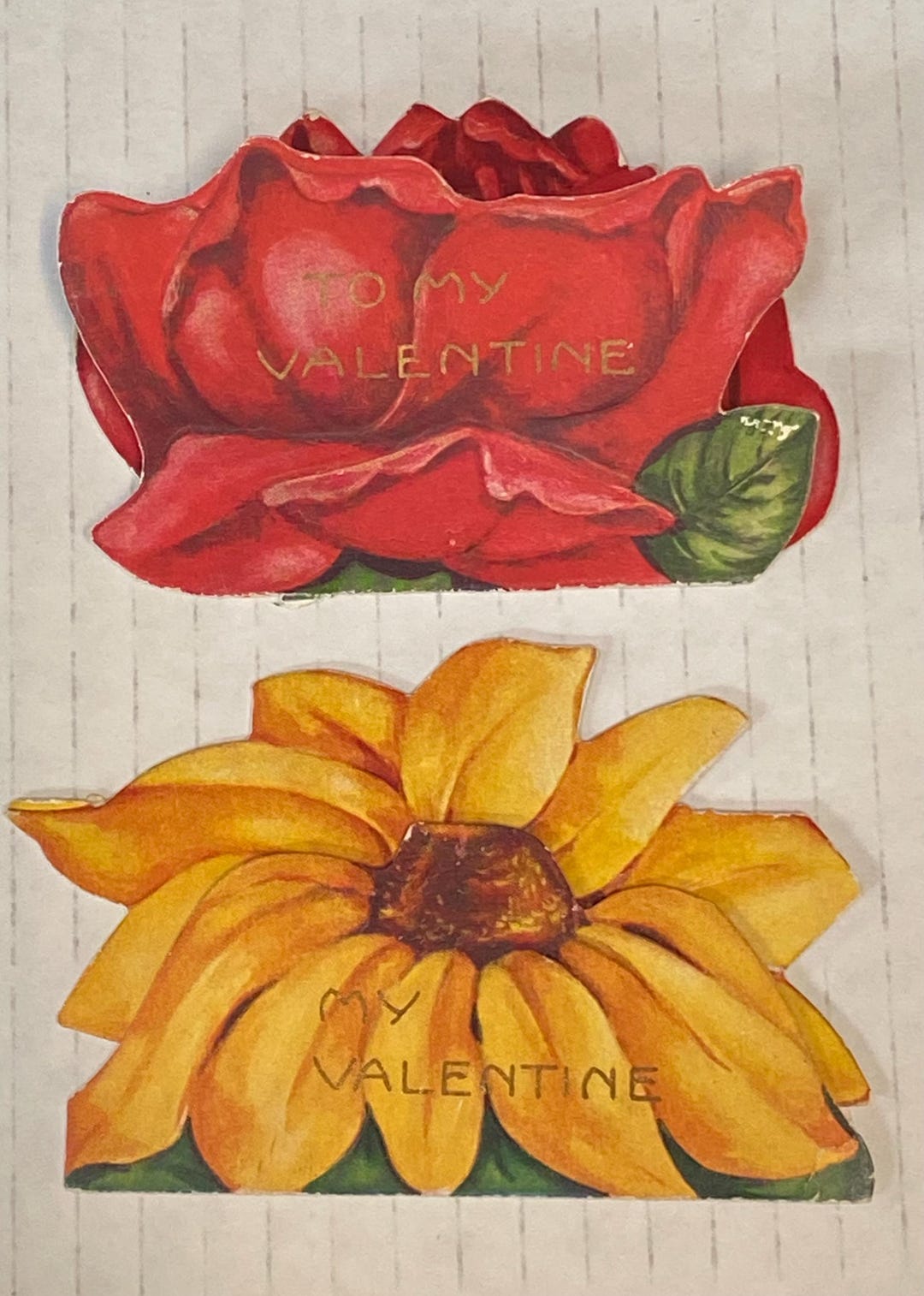 2 Vintage (1930s) Flower Girl Valentine Cards - Rose and Daisy - Etsy