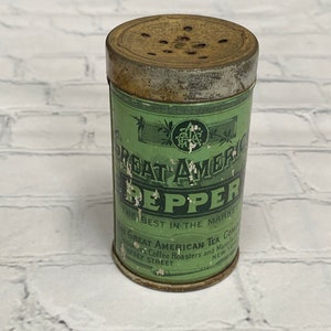 Antique Civil War Era Great American Tea Company Spice Tin - Pepper Tin ...