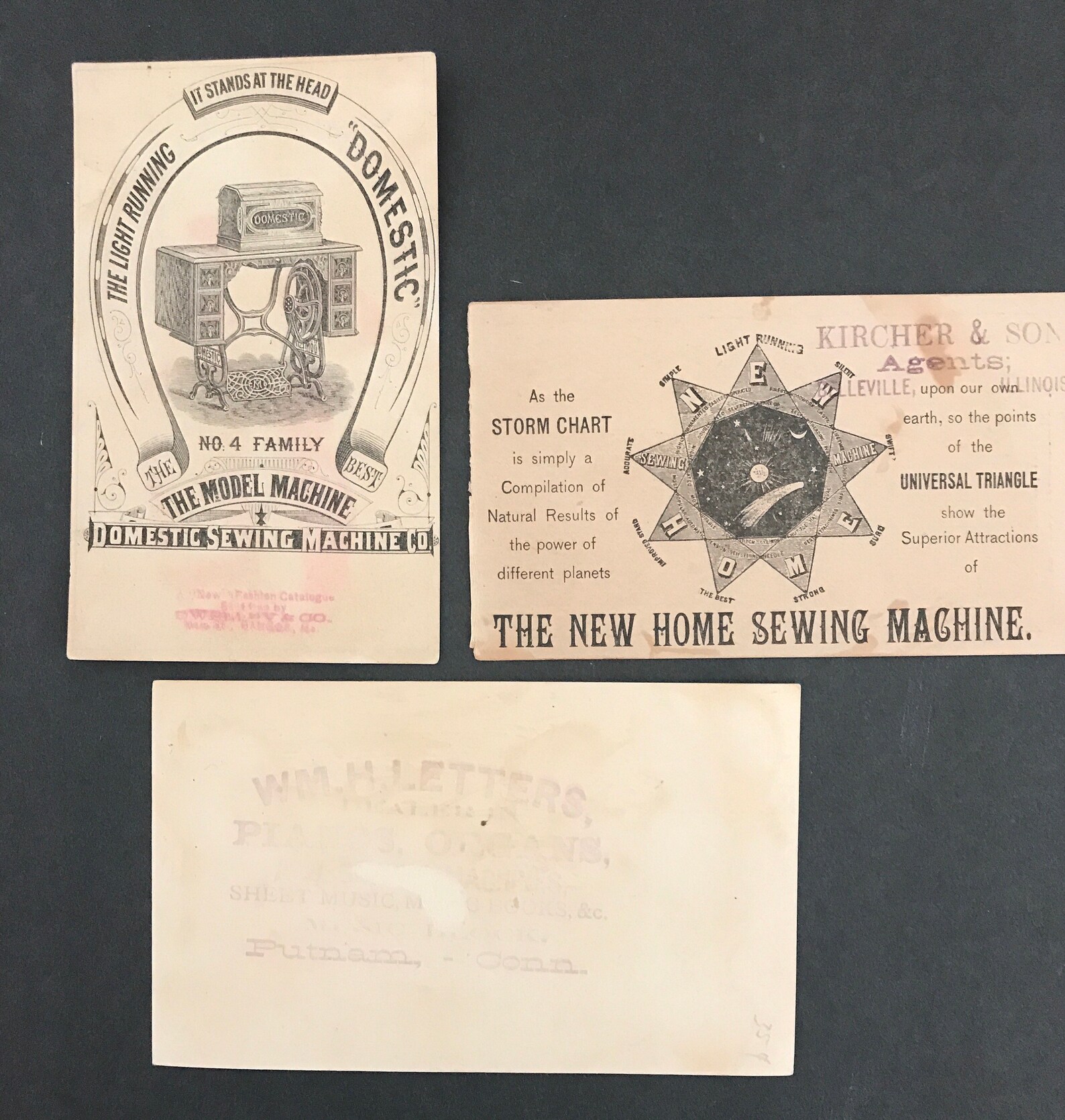 3 Antique Trade Cards Sewing Machines Domestic Sewing - Etsy