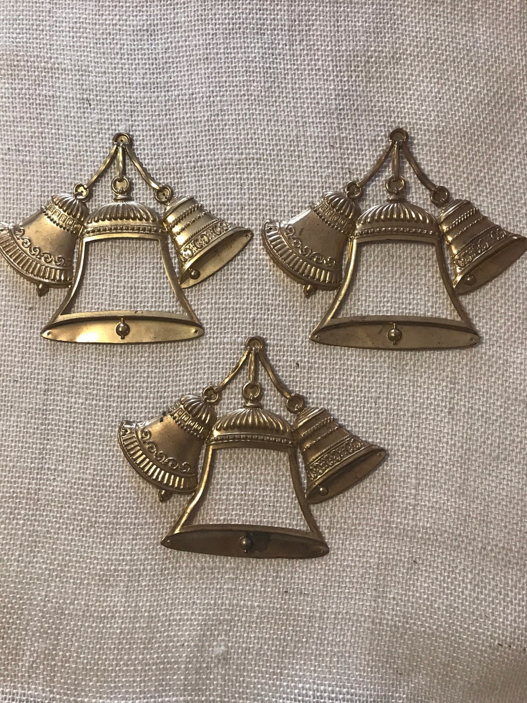 3 Antique Victorian Metal Bell Frame Embellishments for Antique ...