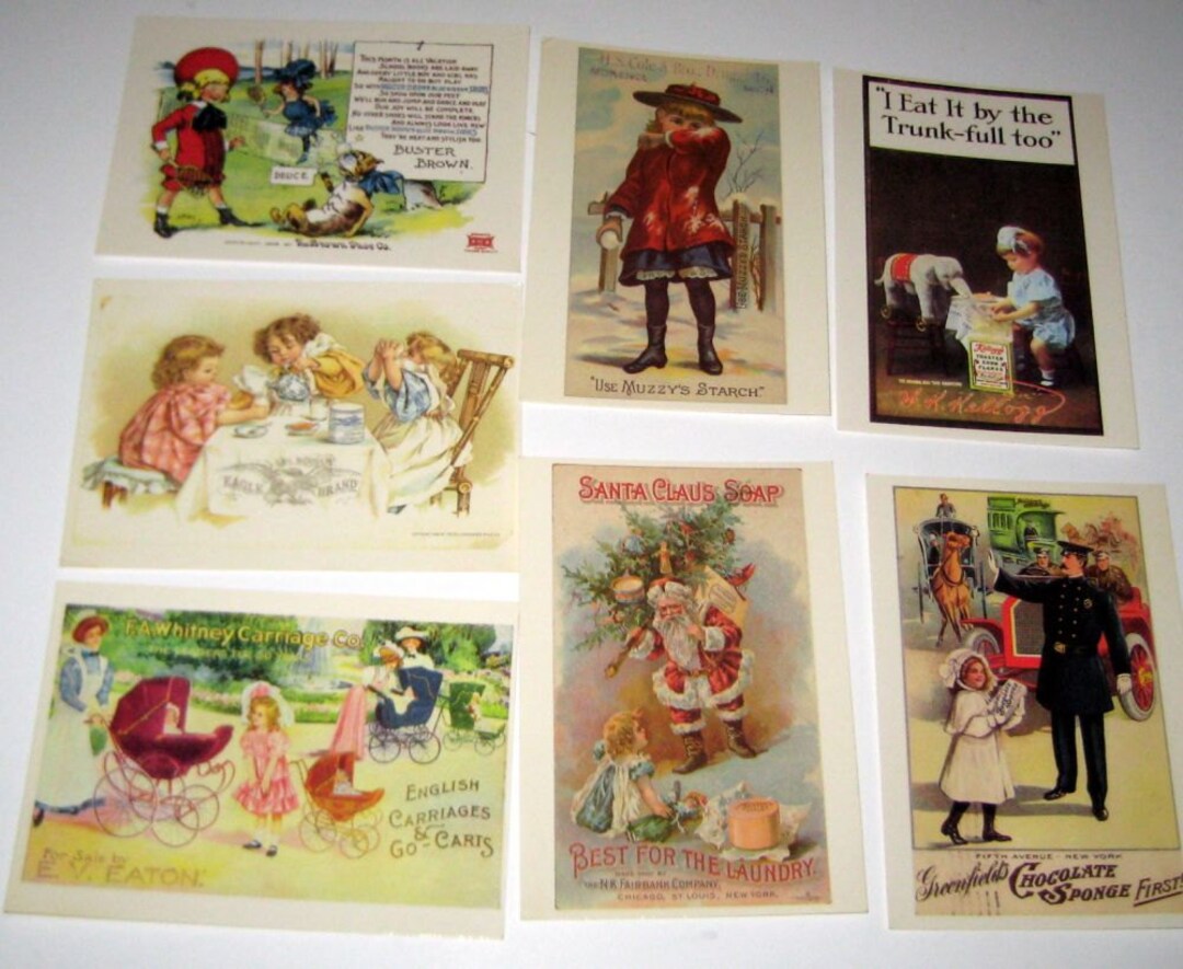 7 (1989) Postcards - Reproductions of Early 1900 Trade Cards - Etsy